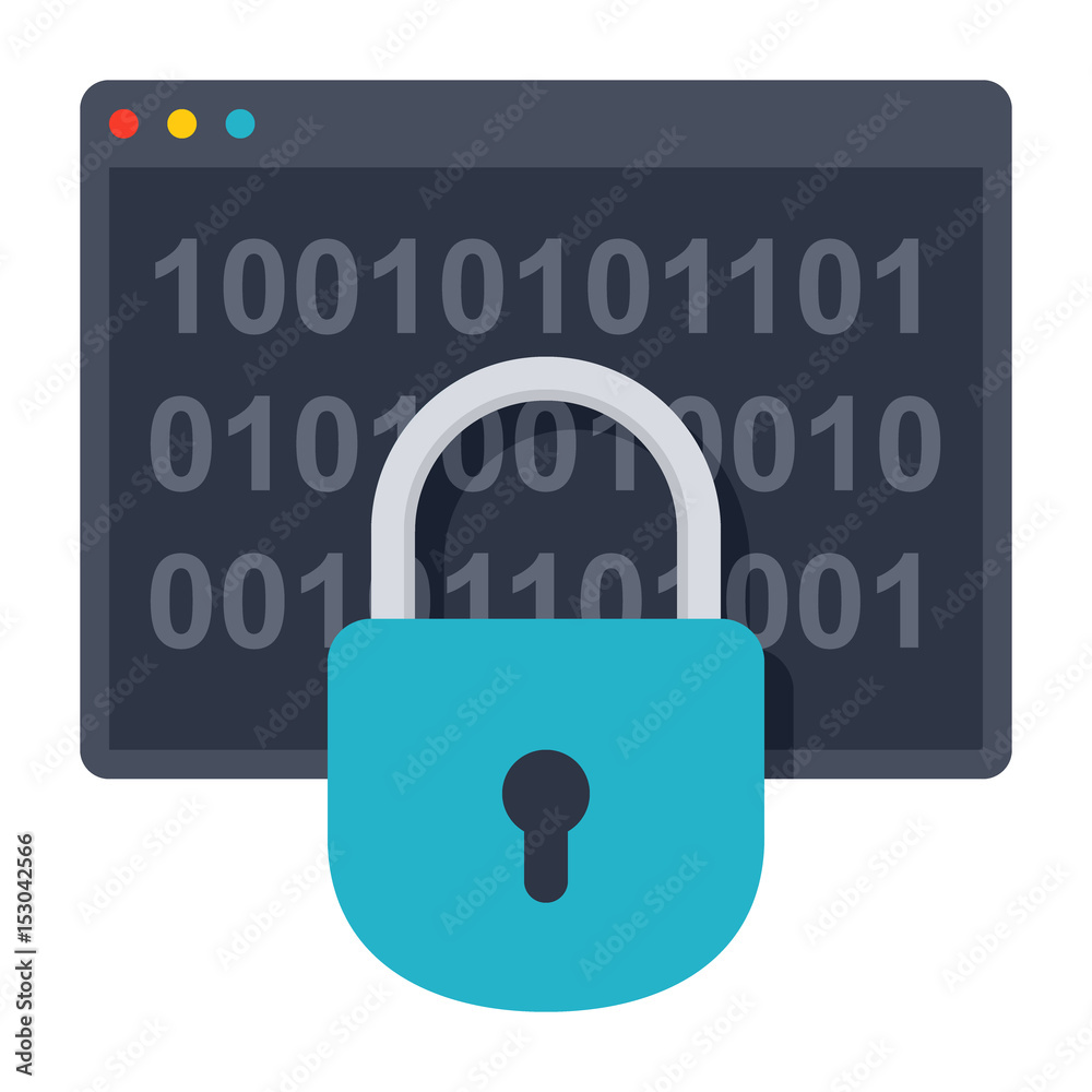 Cryptography concept with window program and lock, vector illustrations in flat style Stock ...