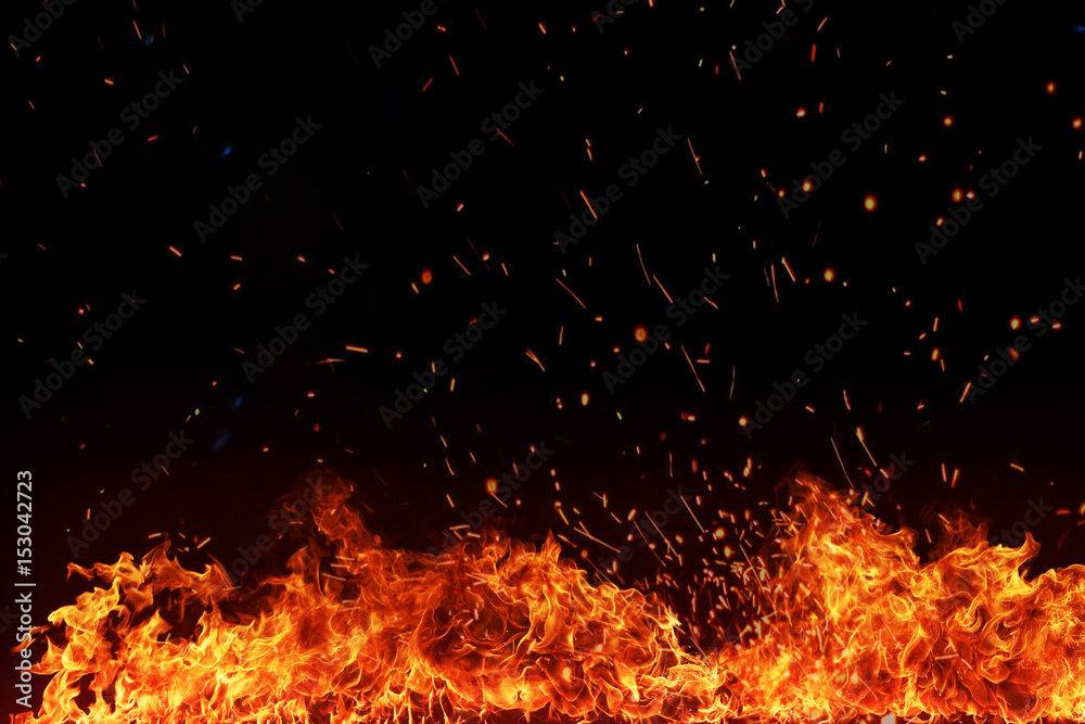 Texture of fire on a black background. Stock Photo | Adobe Stock