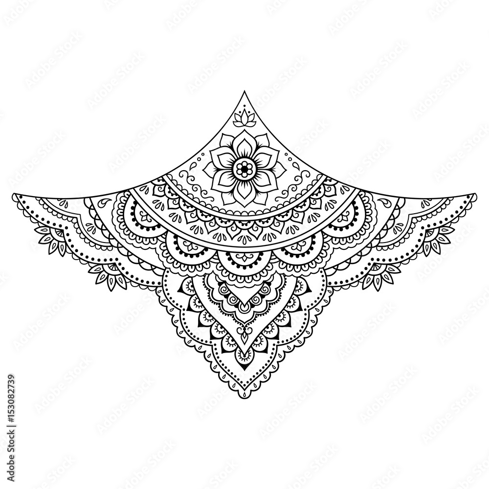 Henna tattoo flower template. Mehndi style. Set of ornamental patterns ...