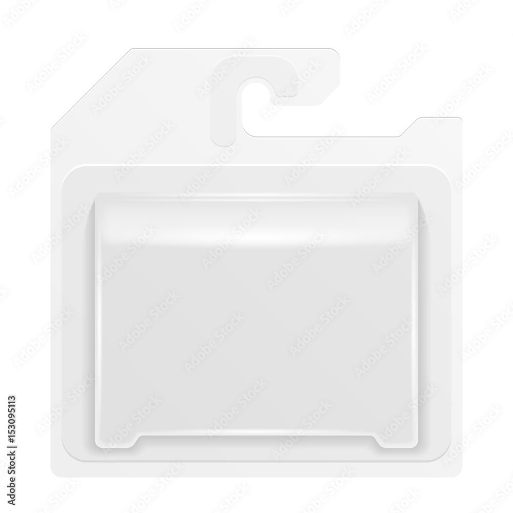 White Product Package Box Blister With Hang Slot. Illustration Isolated ...