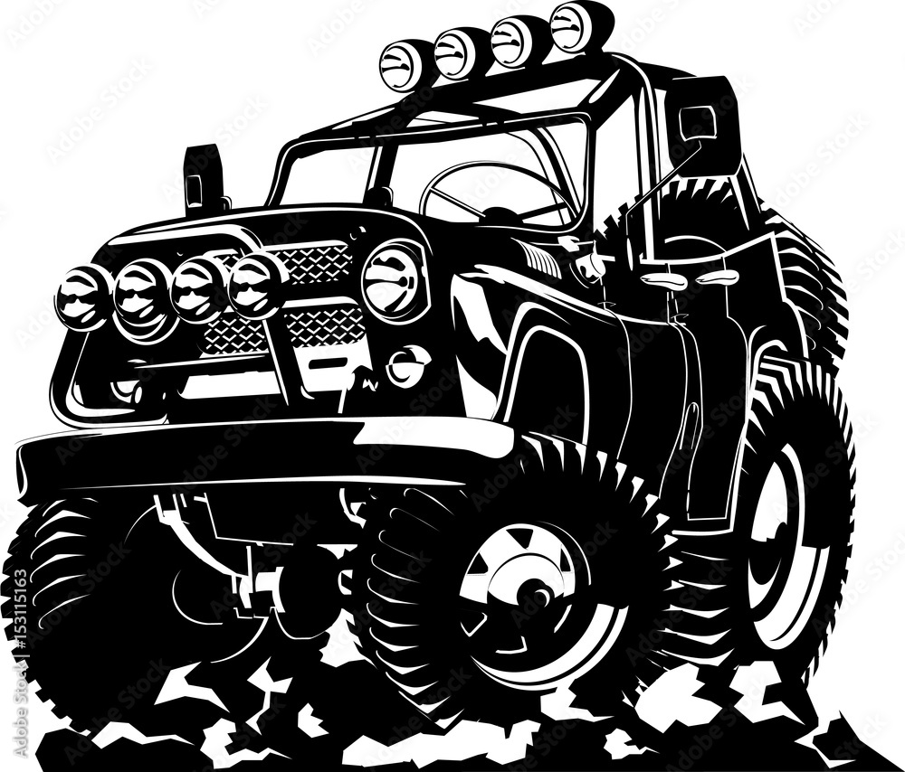 Cartoon jeep isolated on white background. Available EPS-8 vector ...