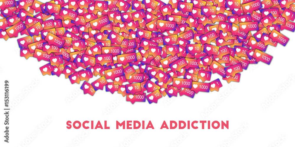 Social media addiction. Social media icons in abstract shape background ...