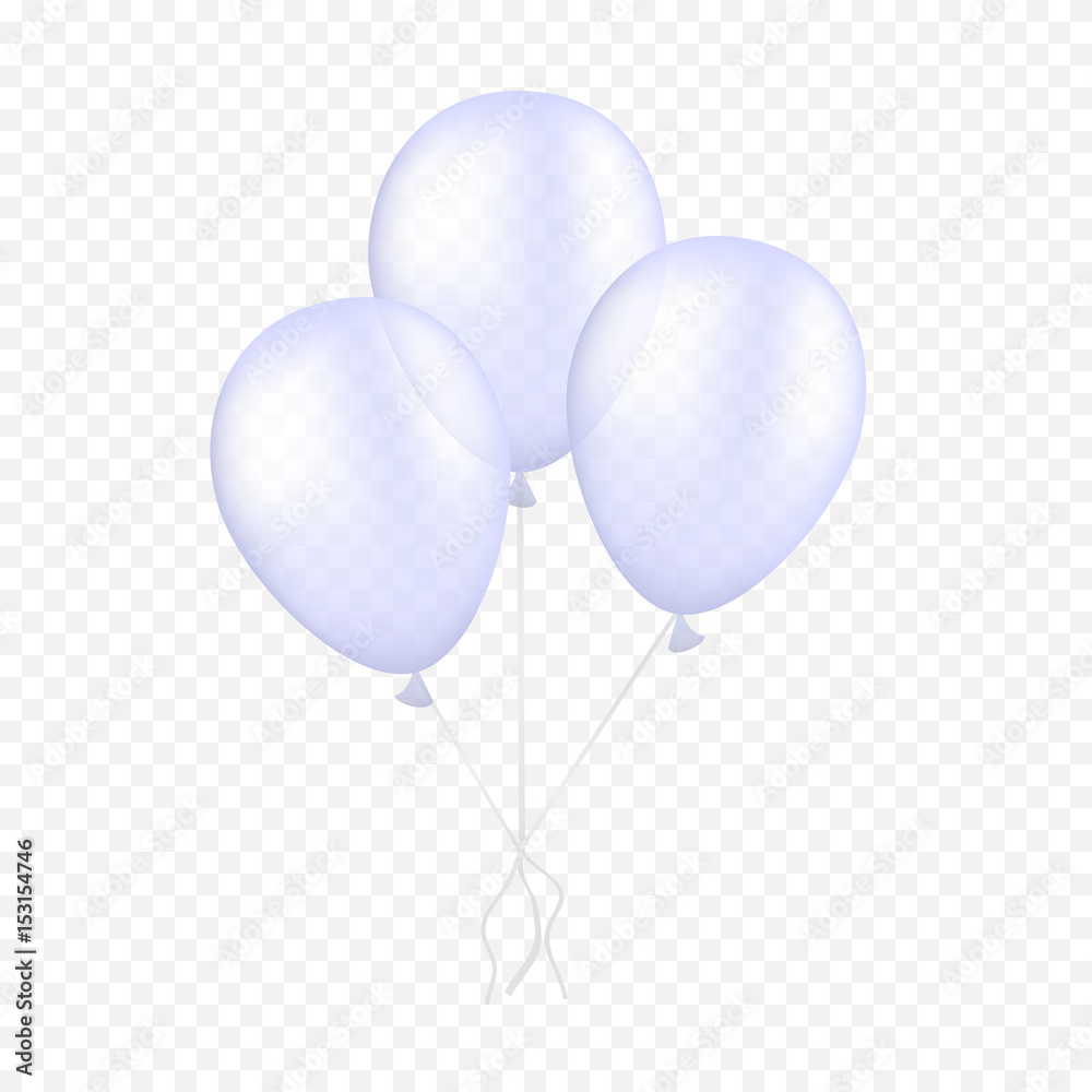 Vector white balloon on a transparent background. 3d realistic happy ...