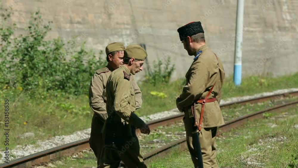 The Soviet army soldiers patrol the facilities. The army of the Soviet ...