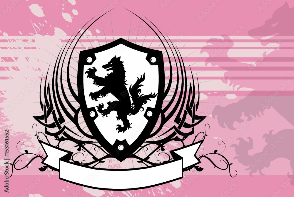 heraldic wolf coat of arms crest tattoo background in vector format ...