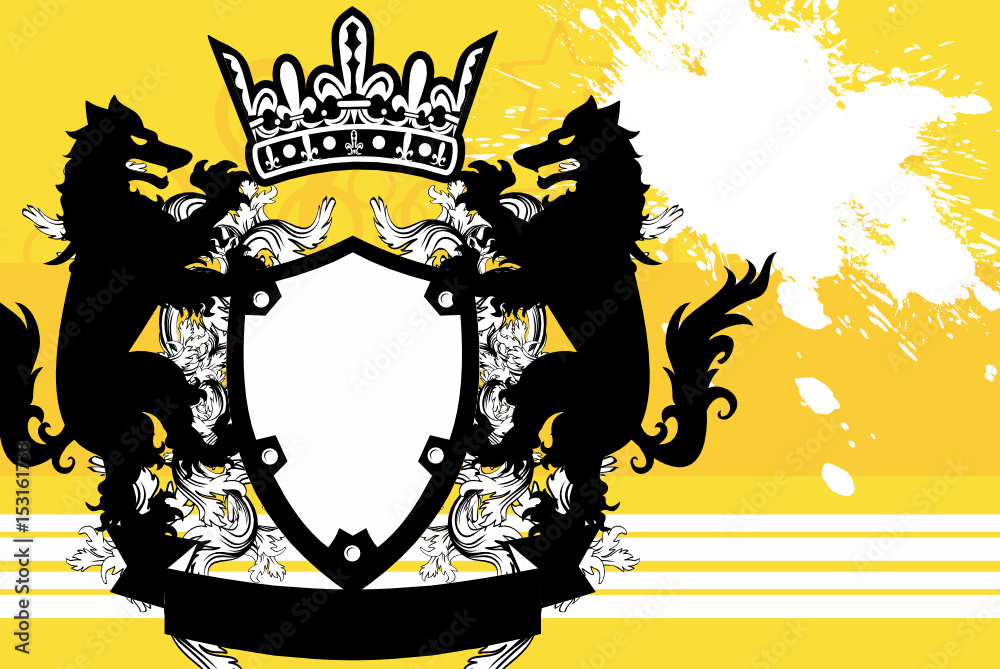 insignia wolf coat of arms crest tattoo background in vector format ...