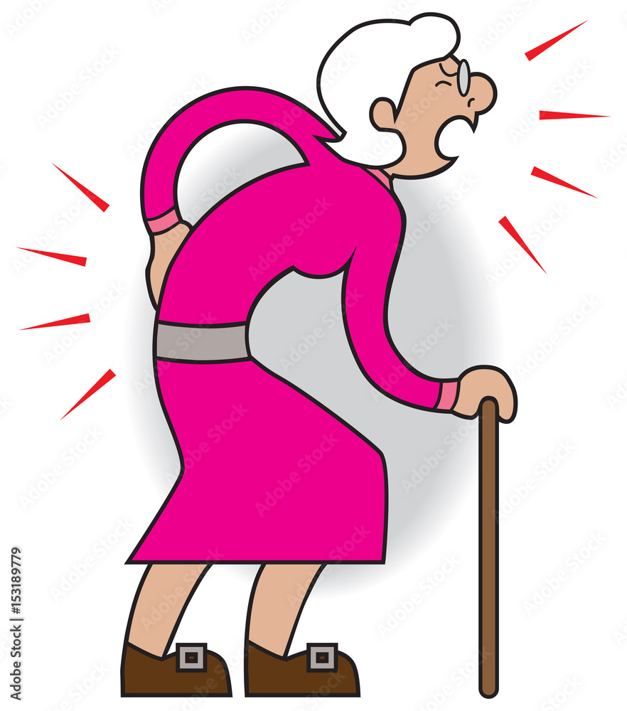 Older cartoon woman is suffering from various aches and pains Stock ...