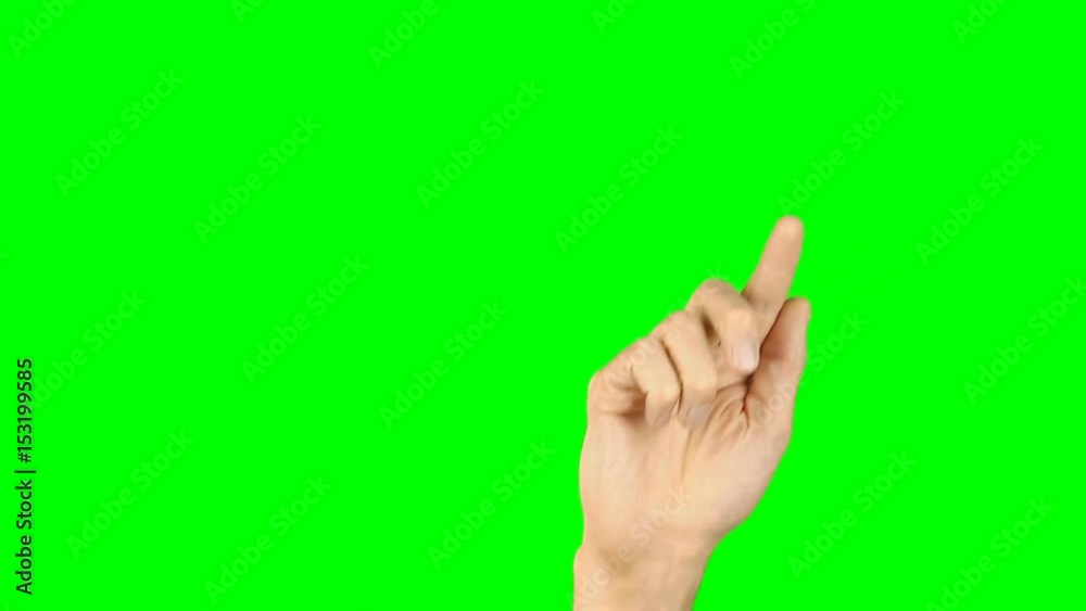 Male hand dial number on virtual giant smartphone. Green background ...