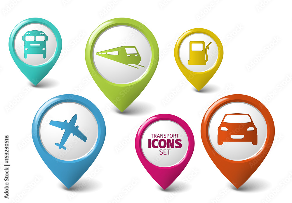 Travel Location Pointer Icons Stock Template | Adobe Stock