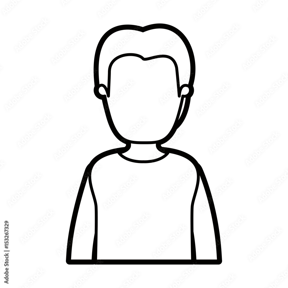 black thick contour caricature faceless half body man with coat vector ...