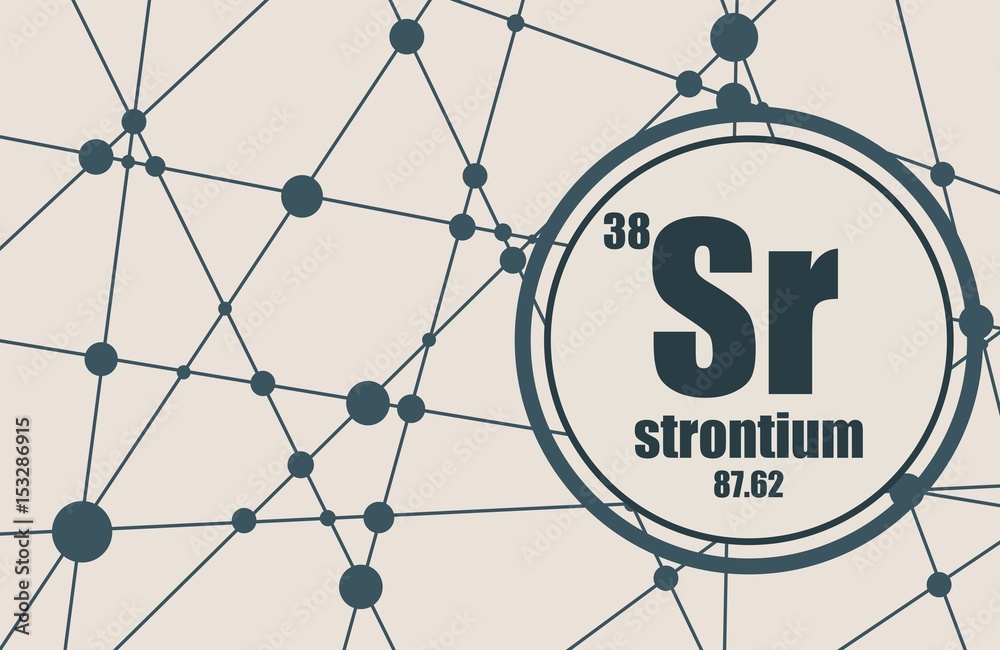 Strontium chemical element. Sign with atomic number and atomic weight ...