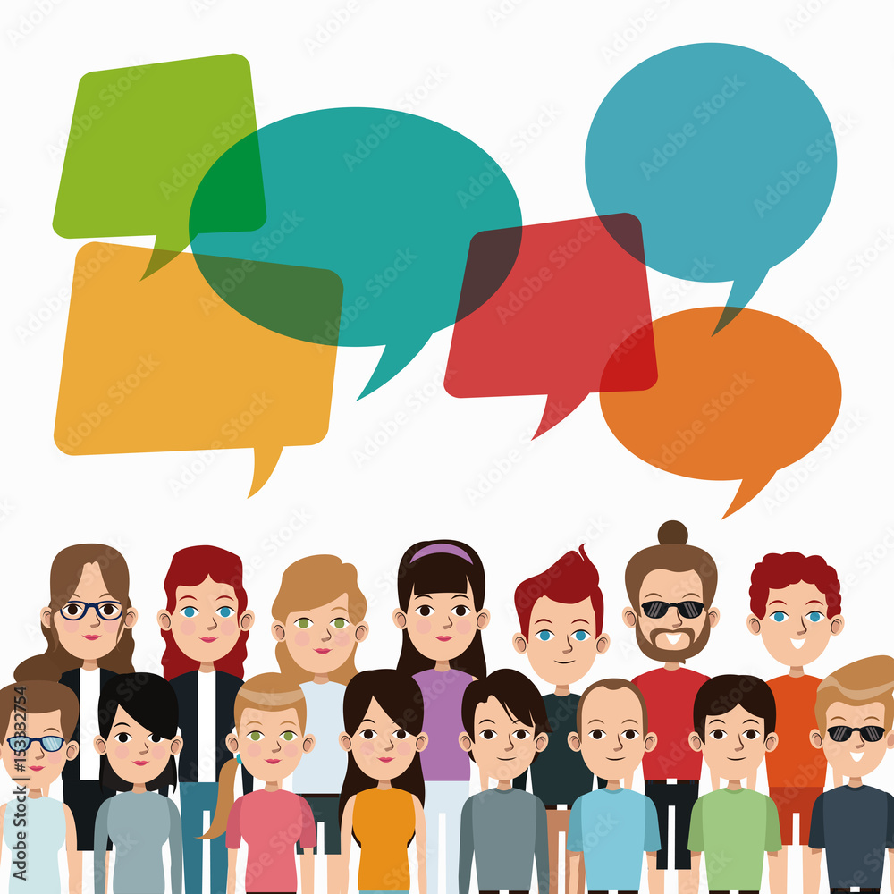 cartoon people community talking communication bubble speech vector ...