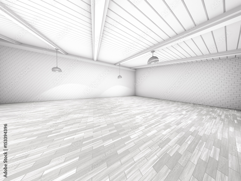 Simple empty room interior with lamps. 3D rendering Stock Photo | Adobe ...