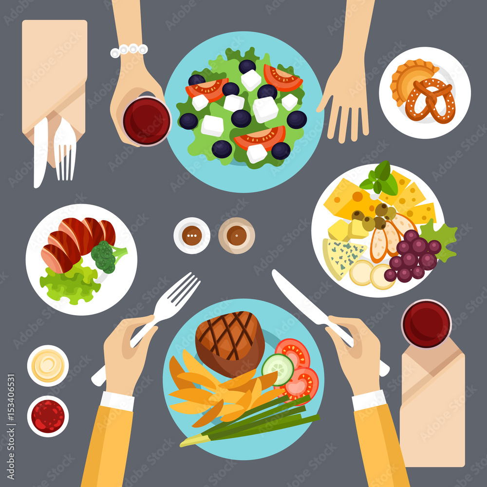 Dinner vector illustration Stock Vector | Adobe Stock