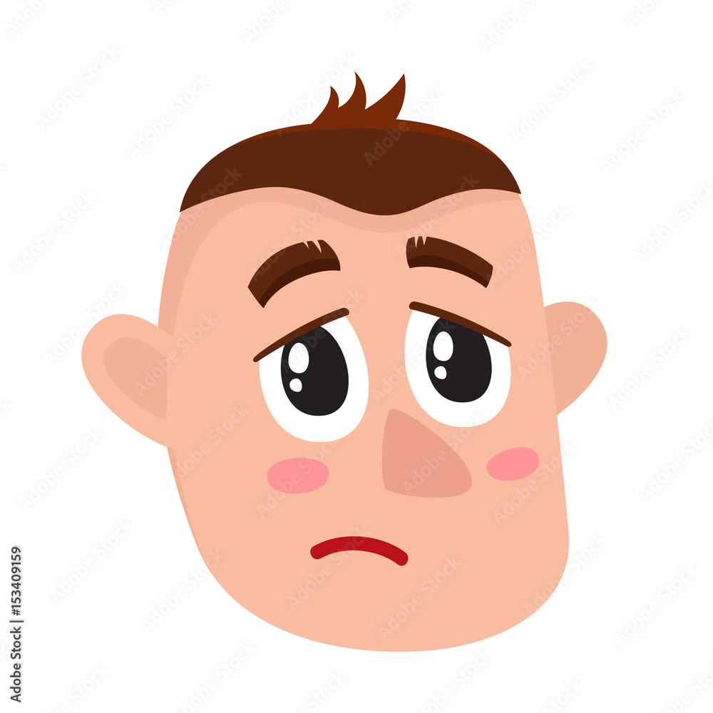 Young man face, crying facial expression, cartoon vector illustrations ...