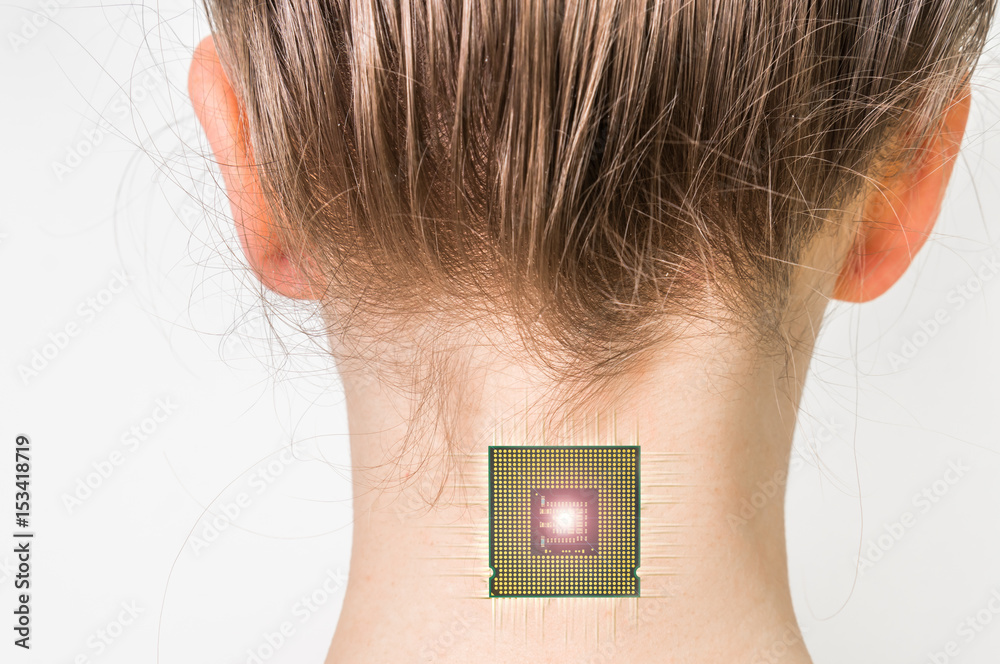 Bionic microchip implant in female human body Stock Photo | Adobe Stock