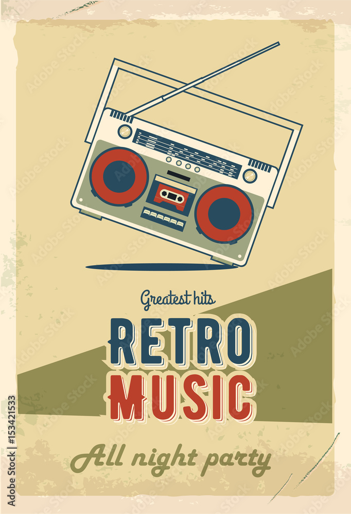 Retro party poster design. Music event at night club. Vintage ...