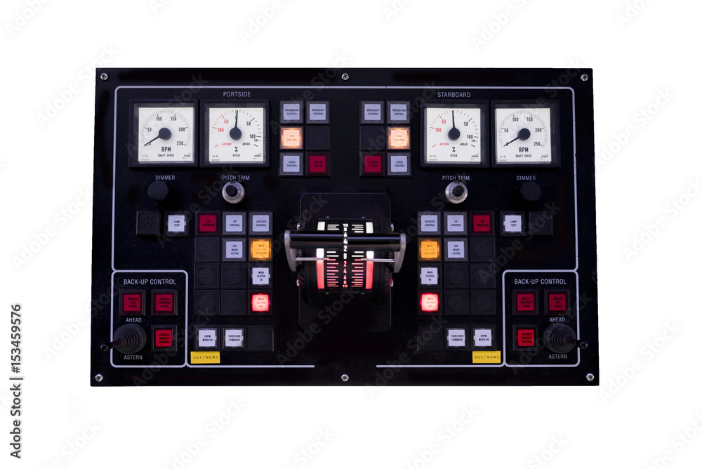 Engine room console control panel on tanker Stock Photo | Adobe Stock