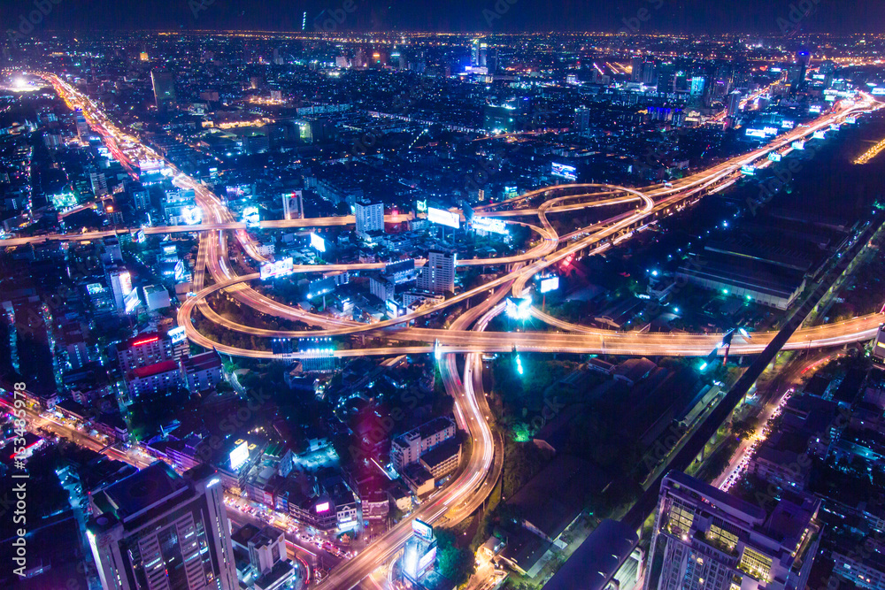 Traffic at night light from car on expressway Stock Photo | Adobe Stock