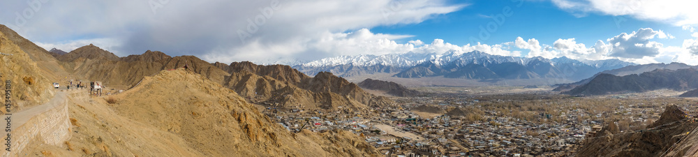 The city of Leh, Leh city is located in the Indian Himalayas at an ...