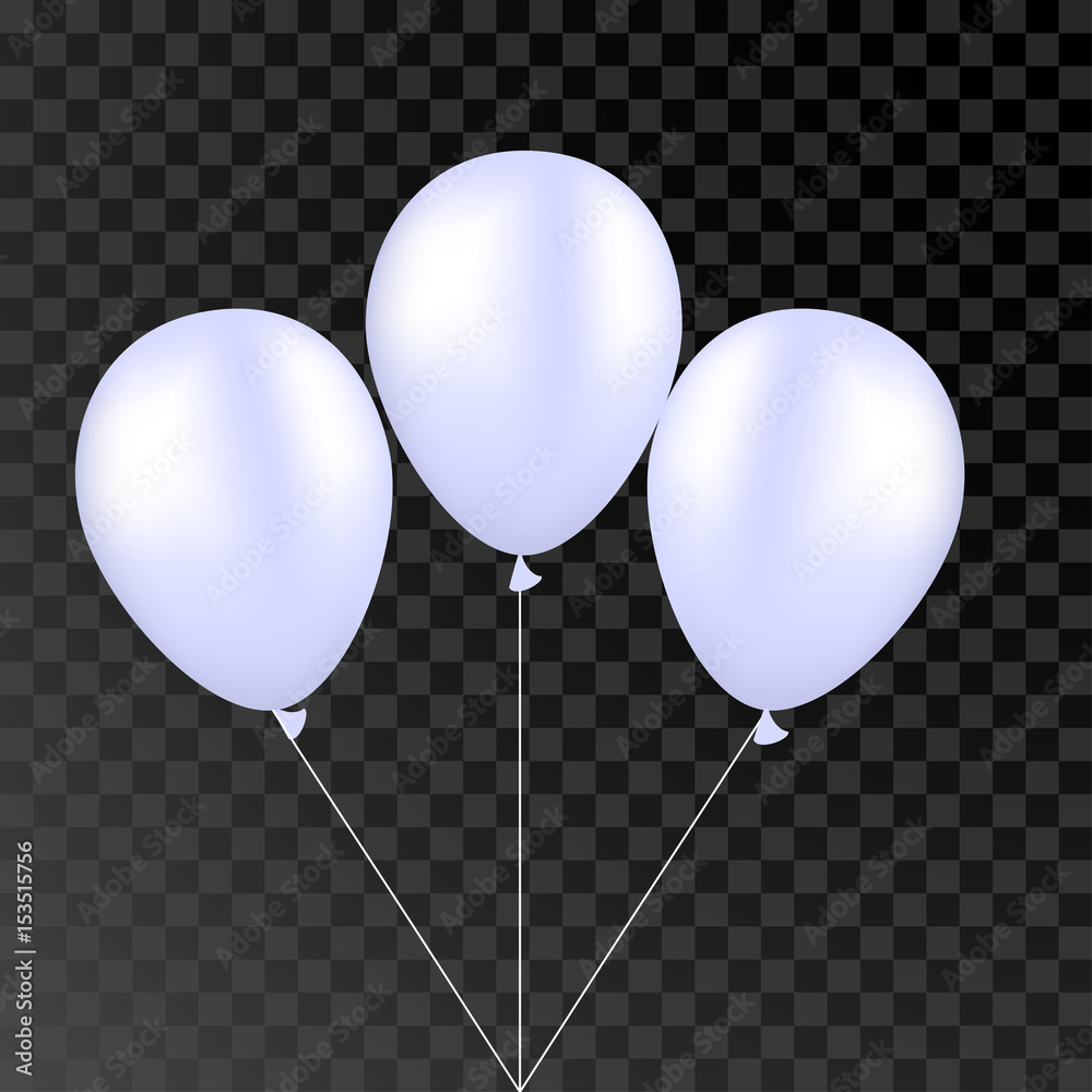 Vector white balloon on a transparent background. 3d realistic happy ...
