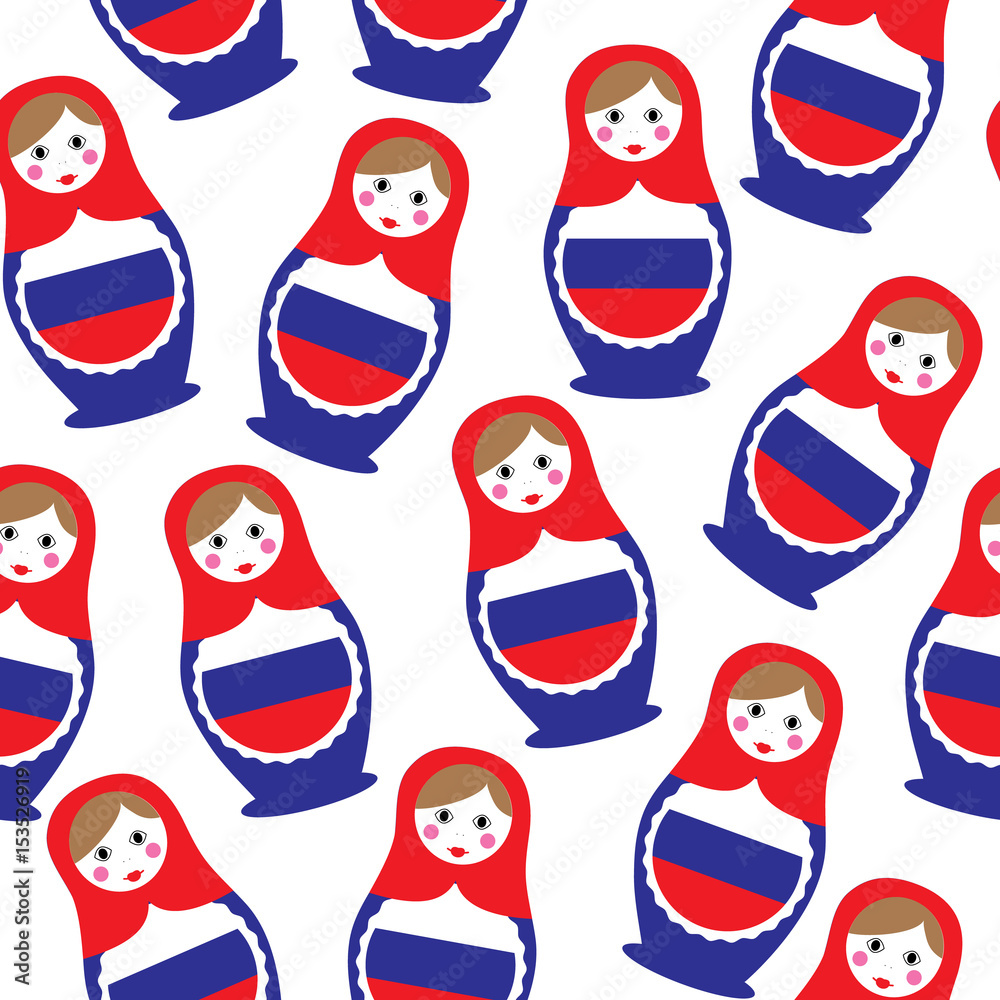 Seamless pattern of a nested doll on a white background. Stock Vector ...