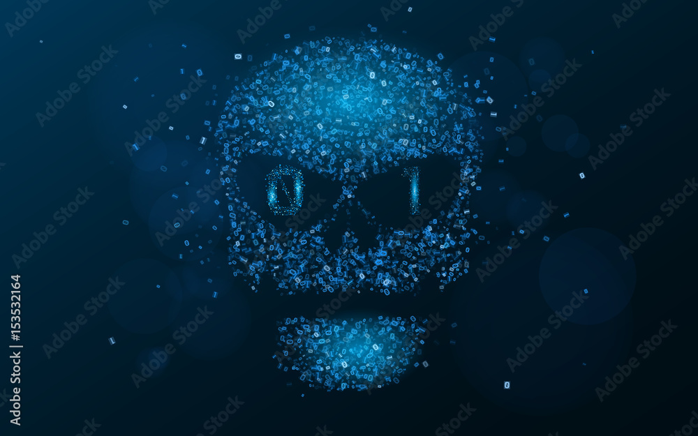 Vetor de Hacking system. An abstract, luminous skull of blue color from ...