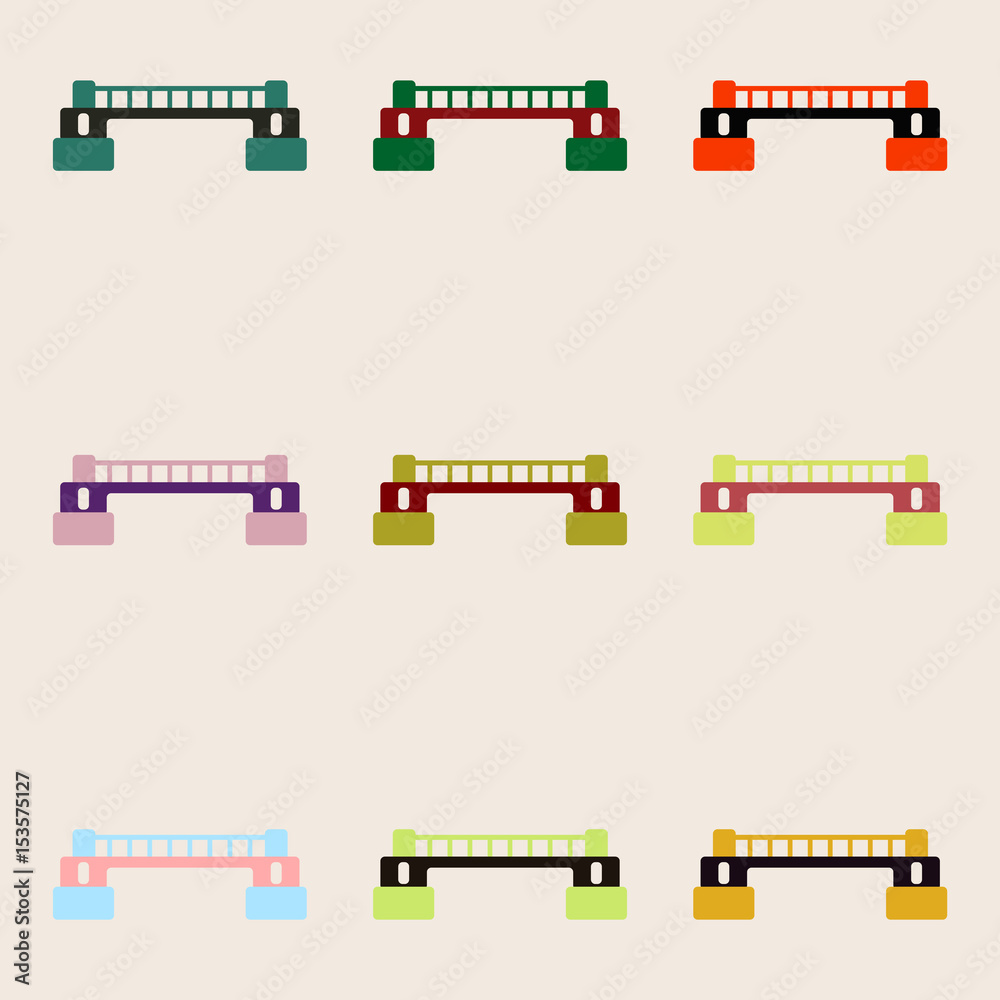 Rail way bridges icons set for web, mobile and infographics. Stock ...