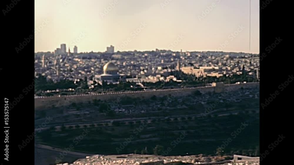Aerial view close up of Dome of the Rock of Islamic shrine on the ...