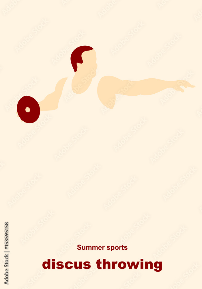 Vector illustration. Illustration shows a athlete throwing disc. Sport ...