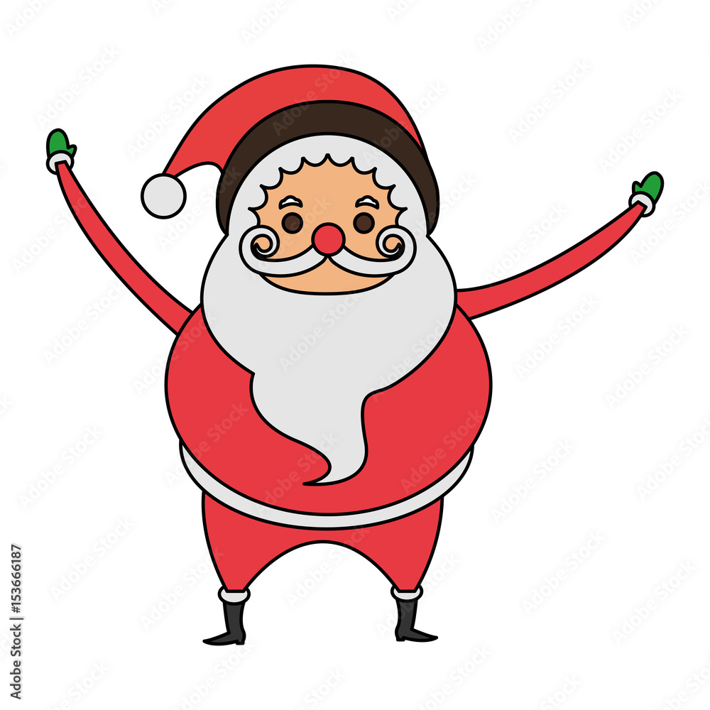 color image cartoon full body fat santa claus vector illustration Stock ...