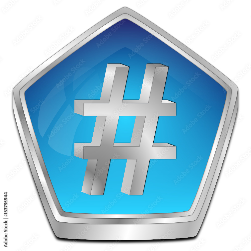 Hashtag Button - 3D illustration Stock Vector | Adobe Stock
