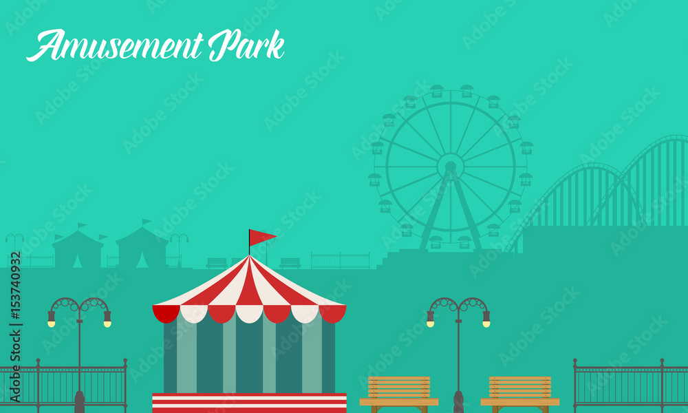 Collection background amusement park scenery Stock Vector | Adobe Stock