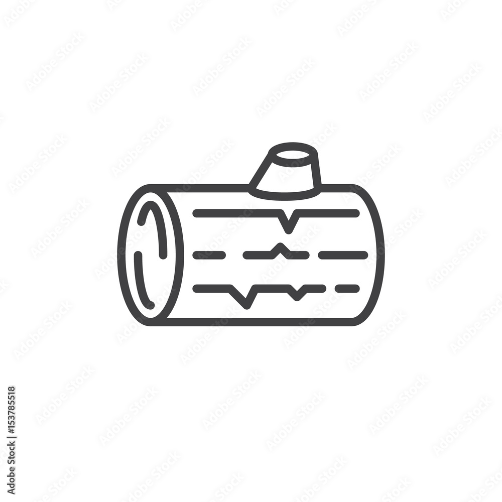 Wood log line icon, outline vector sign, linear style pictogram ...