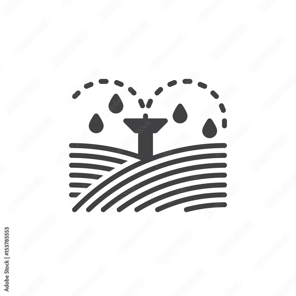 Irrigation sprinklers icon vector, filled flat sign, solid pictogram ...