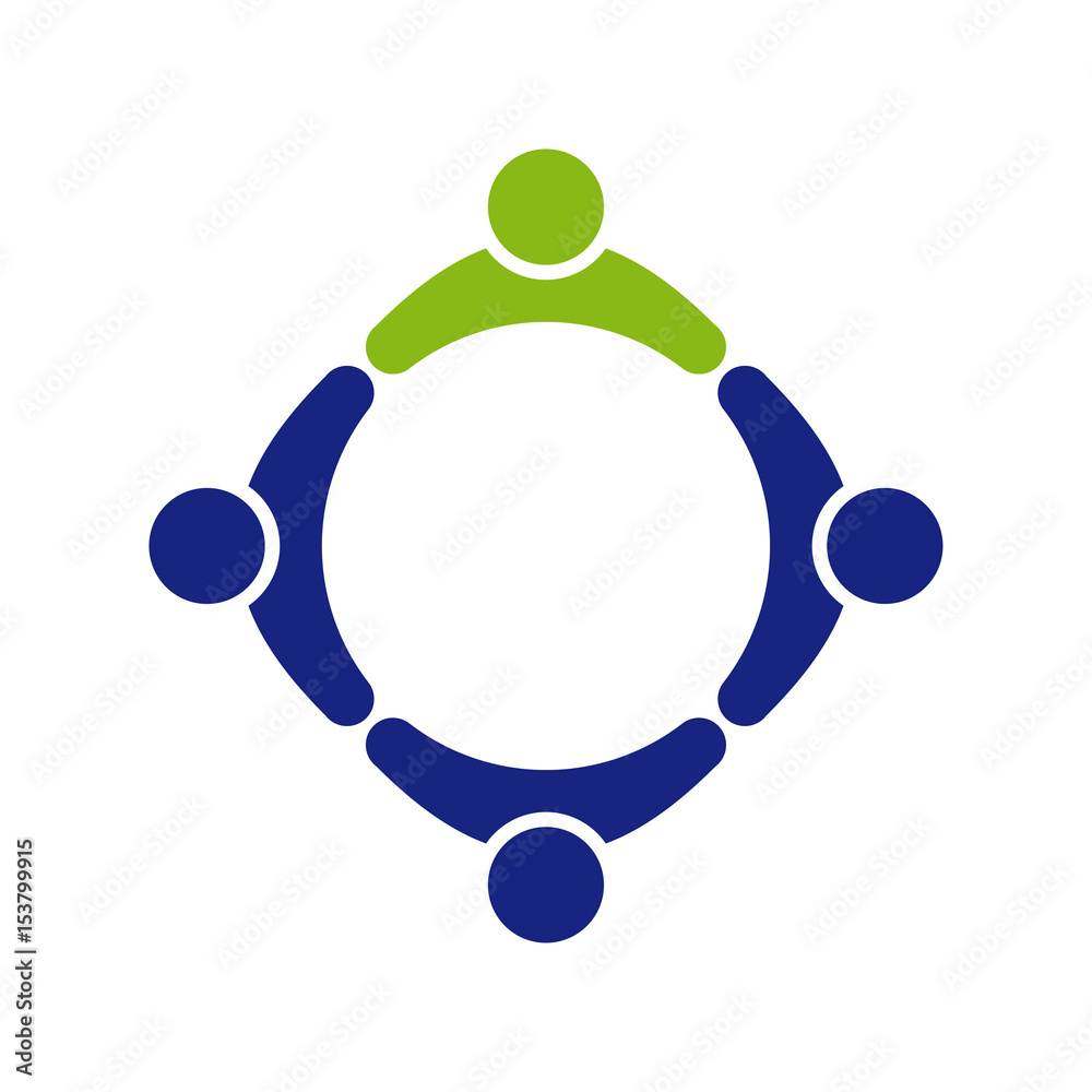 Icono plano circulo personas azul y verde en fondo blanco Stock Vector ...