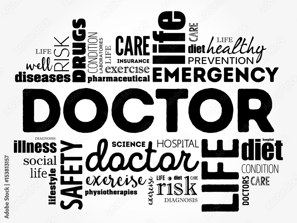 Doctor word cloud collage, healthcare concept background Stock Vector ...