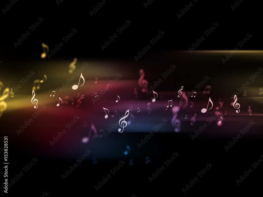 Digital abstract - Music notes - Notation colorful background ...