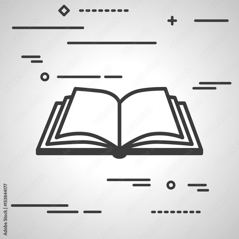 Flat Line design graphic image concept of open book icon on a grey ...