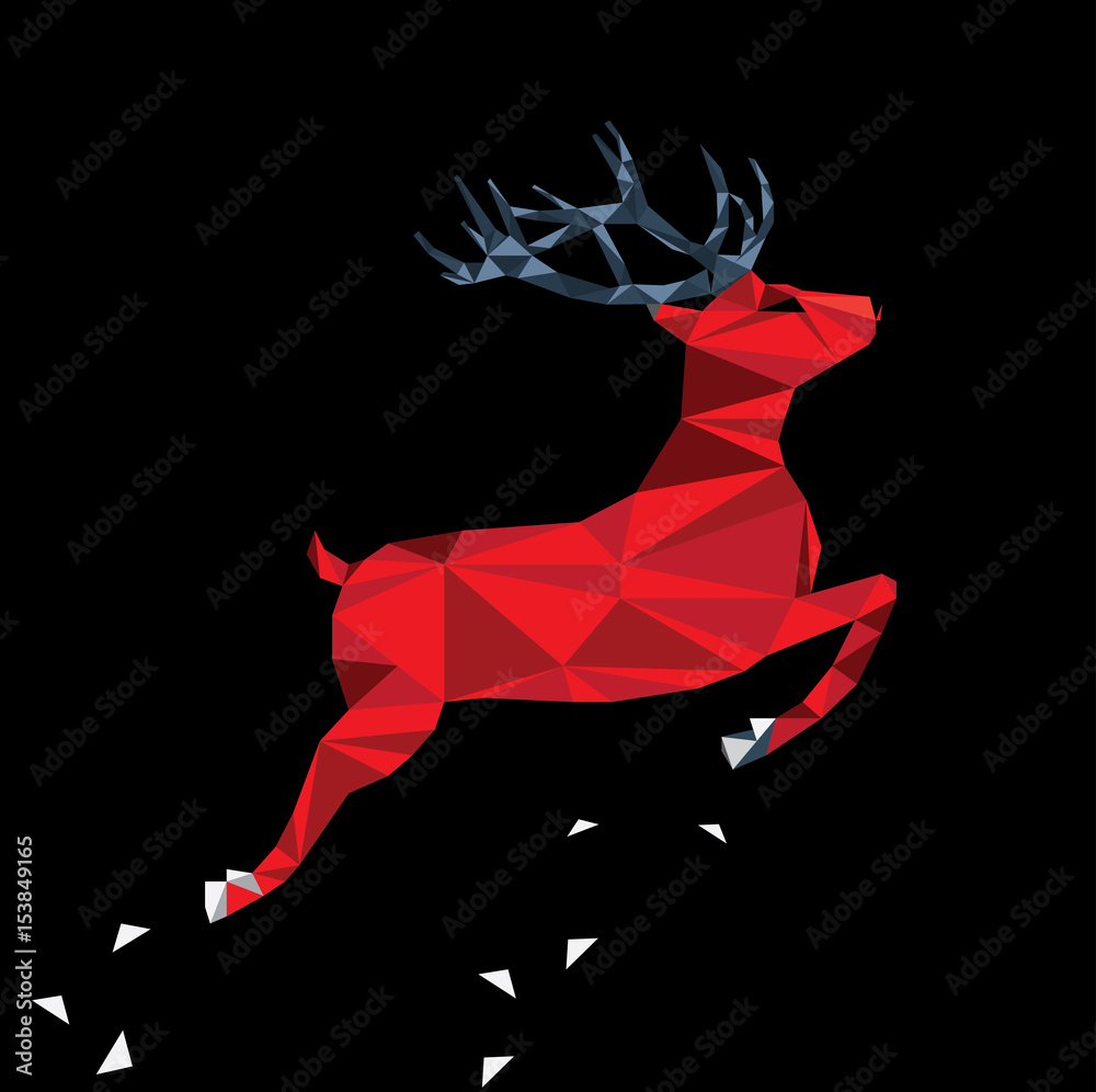 Red deer of triangle shapes Stock Vector | Adobe Stock