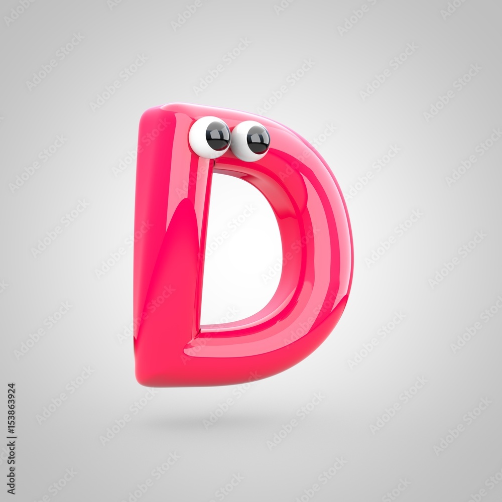 Funny pink letter D uppercase with eyes Stock Illustration | Adobe Stock
