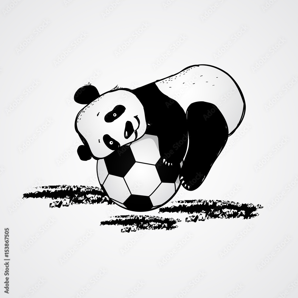 Vector cute Panda on the ball Stock Vector | Adobe Stock