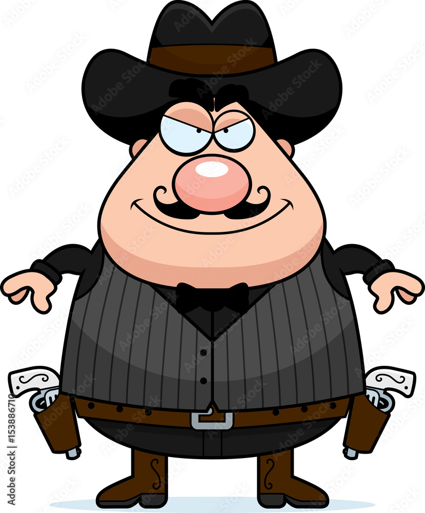 Smiling Cartoon Gunfighter Stock Vector | Adobe Stock