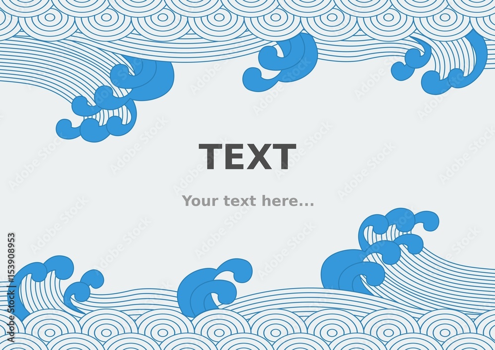 Editable Japanese Style of Water Waves Vector Illustration for Text ...