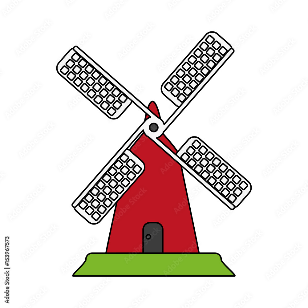 color image cartoon farm windmill vector illustration Stock Vector ...