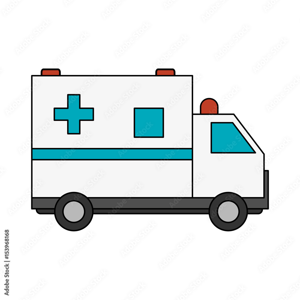 color image cartoon ambulance truck with cross symbol vector ...