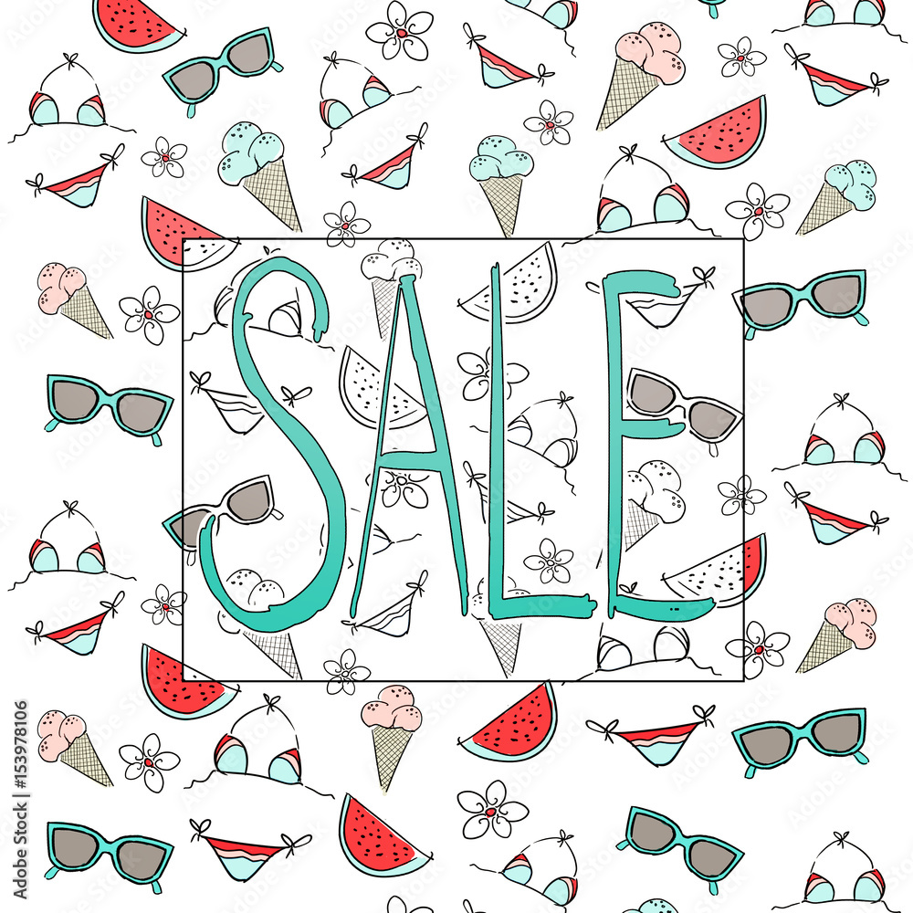 Sales pattern on white background Stock Illustration | Adobe Stock