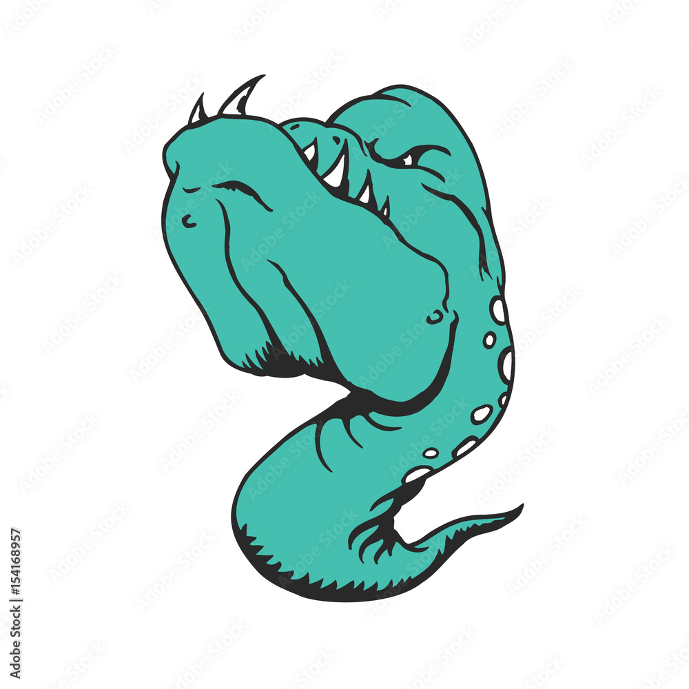 Sea Monster cartoon character. Animal cartoon character Vector ...