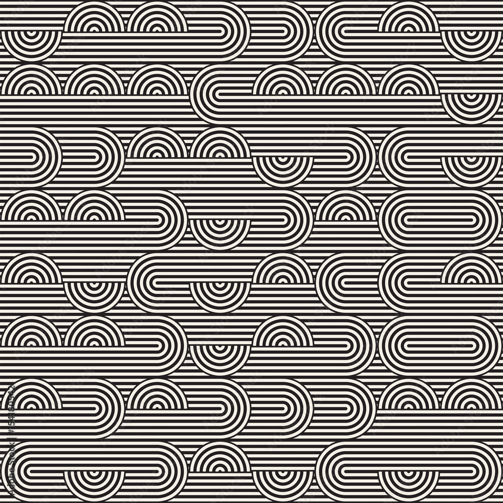 Seamless monochrome waving pattern. Abstract stripy background. Vector ...