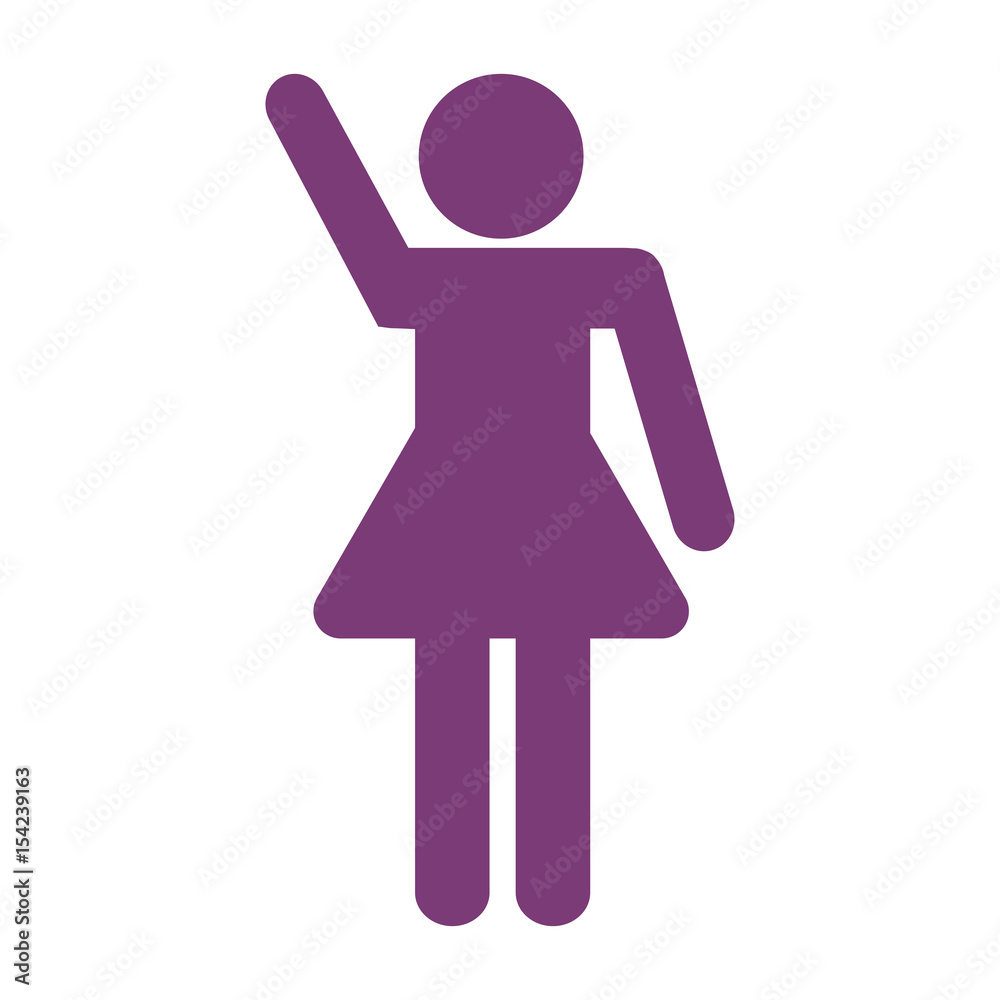 pictogram woman with hand up icon over white background. vector ...